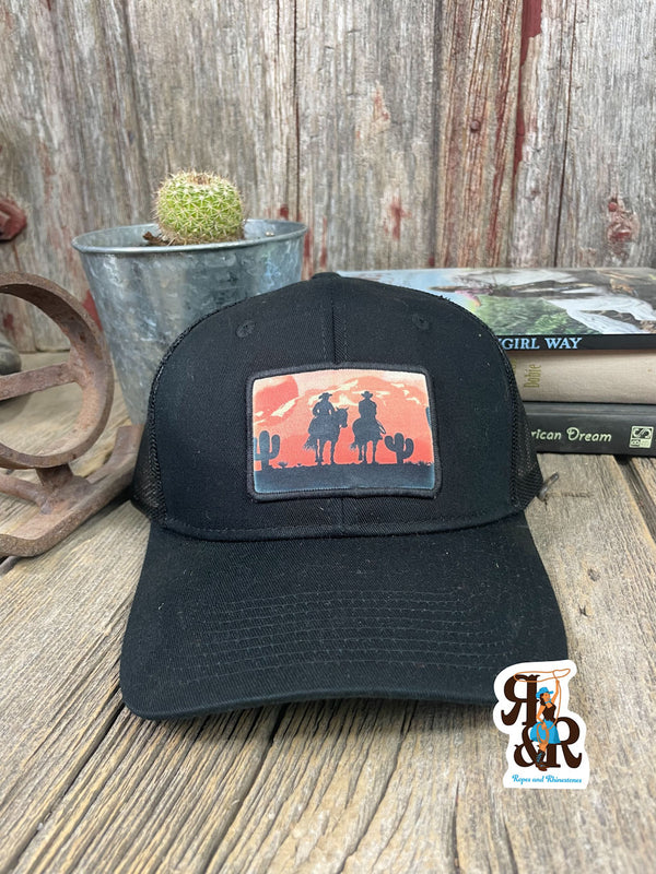 Sunset Cowboys Patch Cap - Ropes and Rhinestones