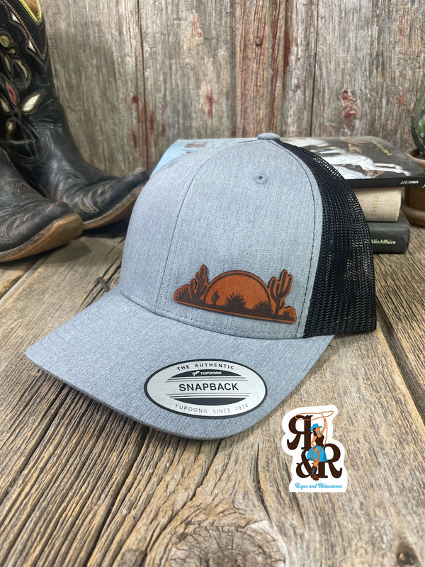 Cactus Views Leather Patch Cap - Ropes and Rhinestones