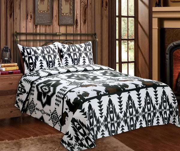 Cowhide Print & Aztec Sheet Set - Ropes and Rhinestones