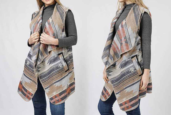 Elegant Essence Aztec Annie Long Vest - Ropes and Rhinestones