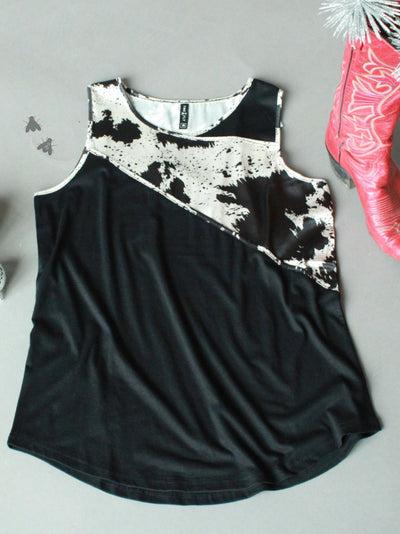 Rawhide Cowhide Print Tank Top - Ropes and Rhinestones