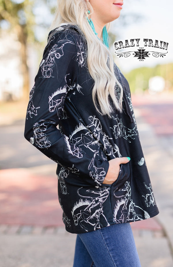 Crazy Train Rough Rider Hoodie - Ropes and Rhinestones