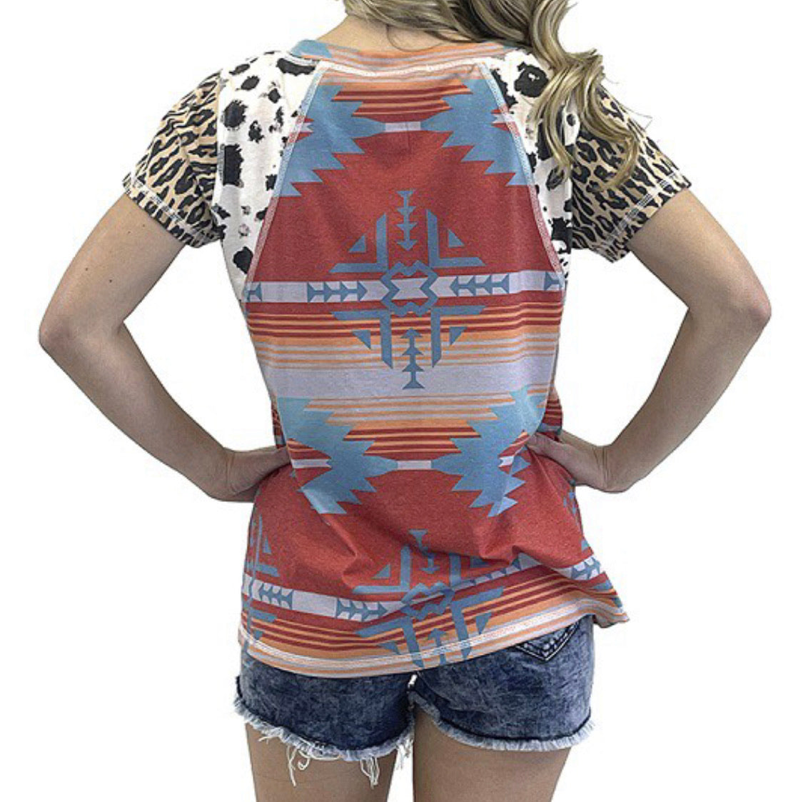 Fashion Express Aztec Animal Print Shirt - Ropes and Rhinestones