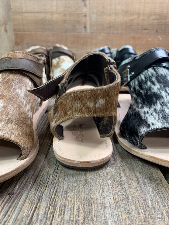 Cowhide & Leather Sandals - Ropes and Rhinestones